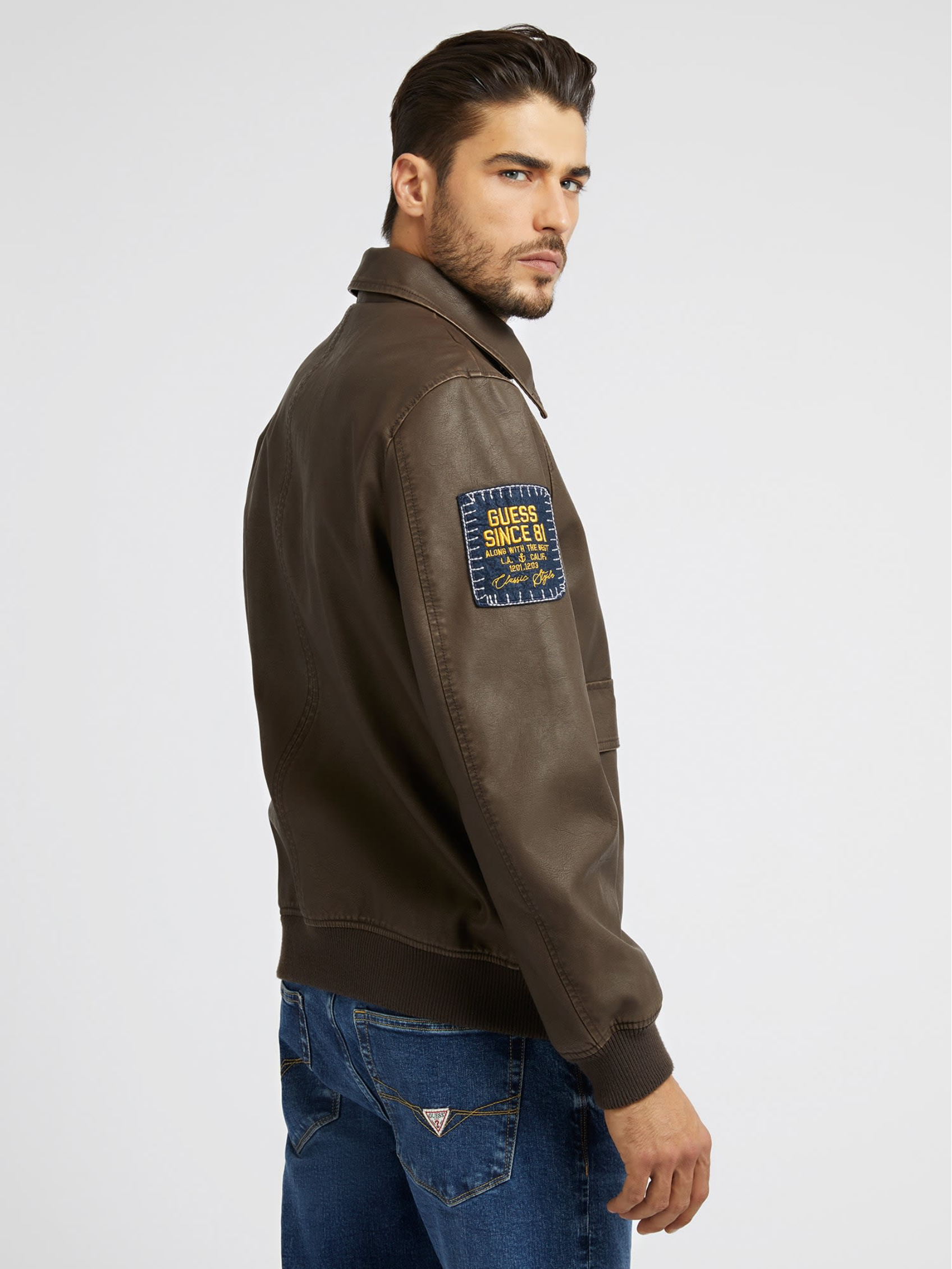 Faux-Leather Aviator Jacket | Guess