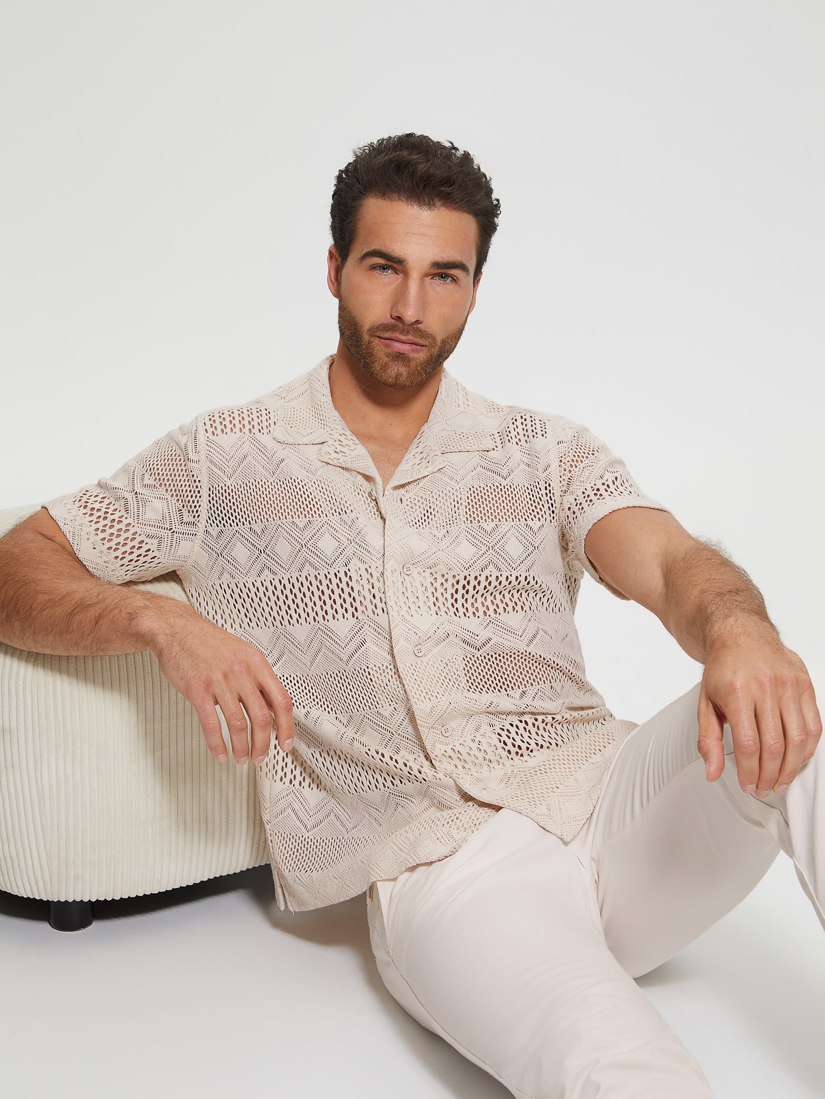 Geometric Knit Crochet Shirt | Guess